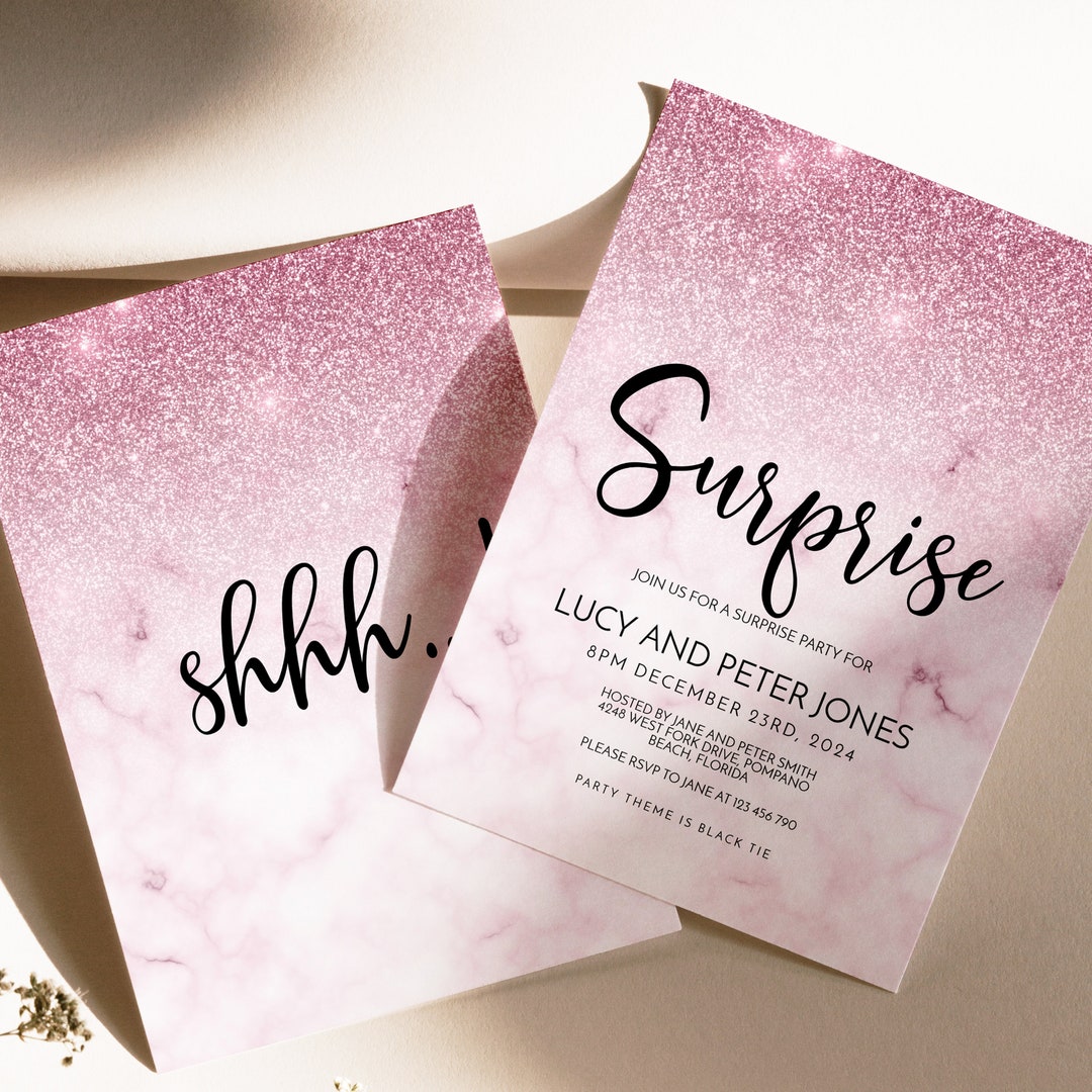Surprise Birthday Invitation All Text Editableshhh It's a Surprise ...
