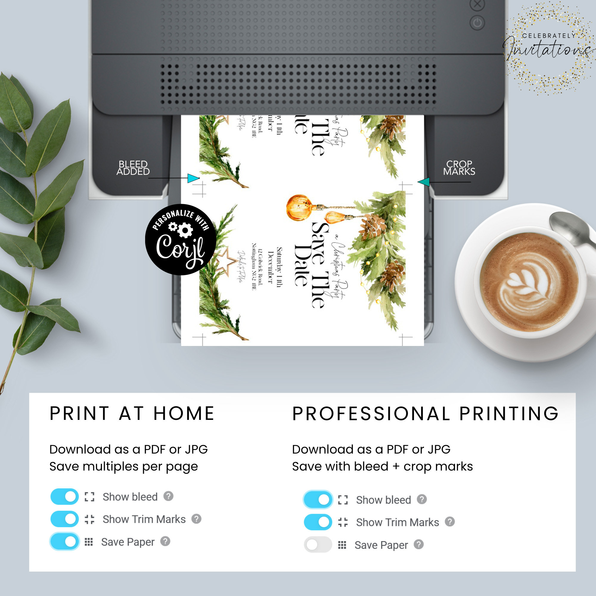 Editable Save the Date Christmas Invitation Template Holiday Printable ...