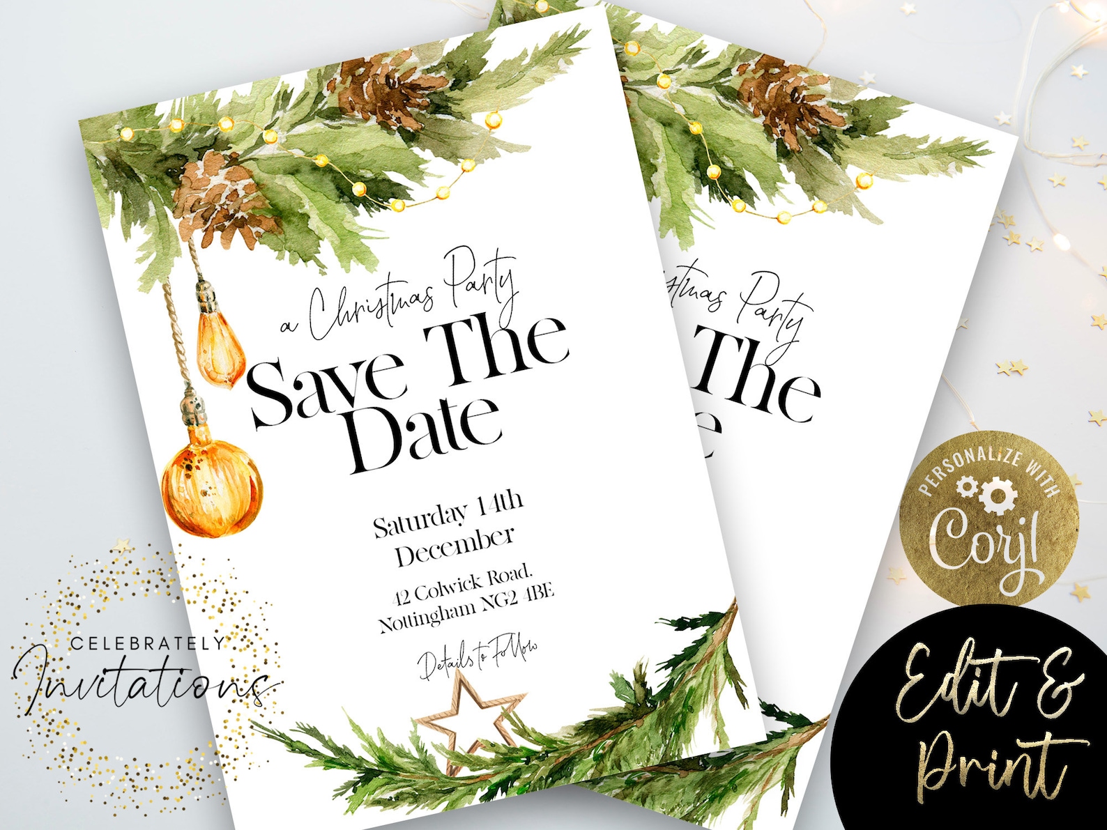 Editable Save the Date Christmas Invitation Template Holiday - Etsy