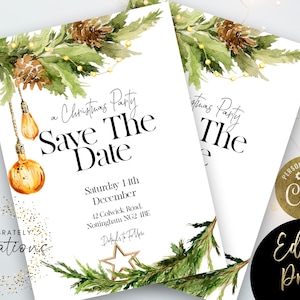 Editable Save the Date Christmas Invitation Template Holiday Printable ...