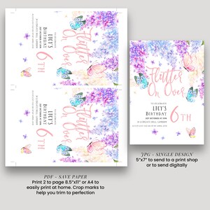6th Birthday Invitation Editable Flutter on by Butterfly Party ...