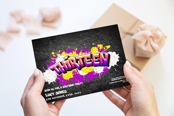 Graffiti Party Invitation Printable Graffiti 13th Birthday Invite ...