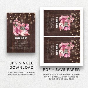 Pink Cowgirl Birthday Invitation Editable Country Western Template ...