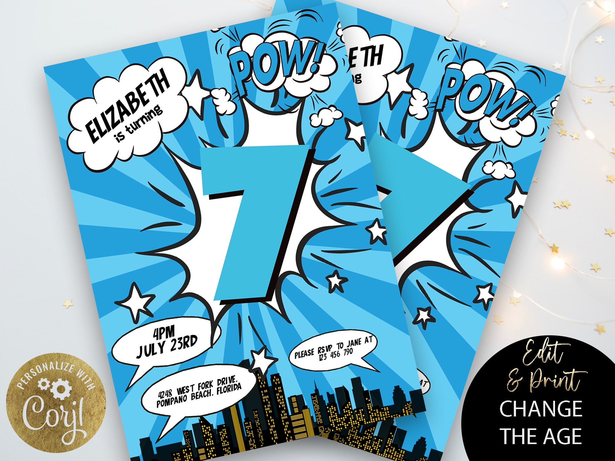 Paper & Party Supplies Superhero Party Instant Download SH85 Edit the ...