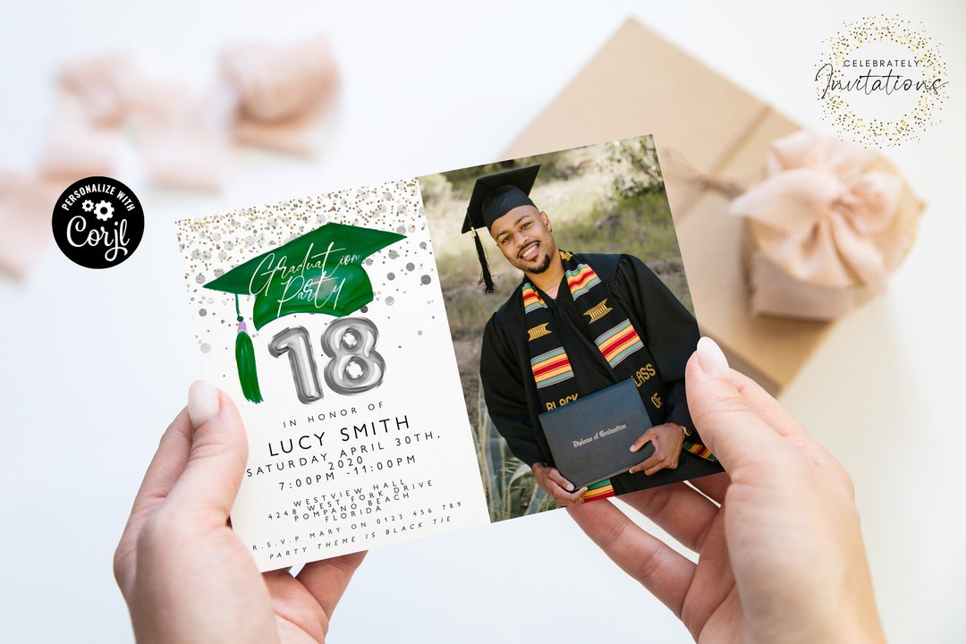 Graduation 18th Party Invitation Add Your Photo Template Senior ...