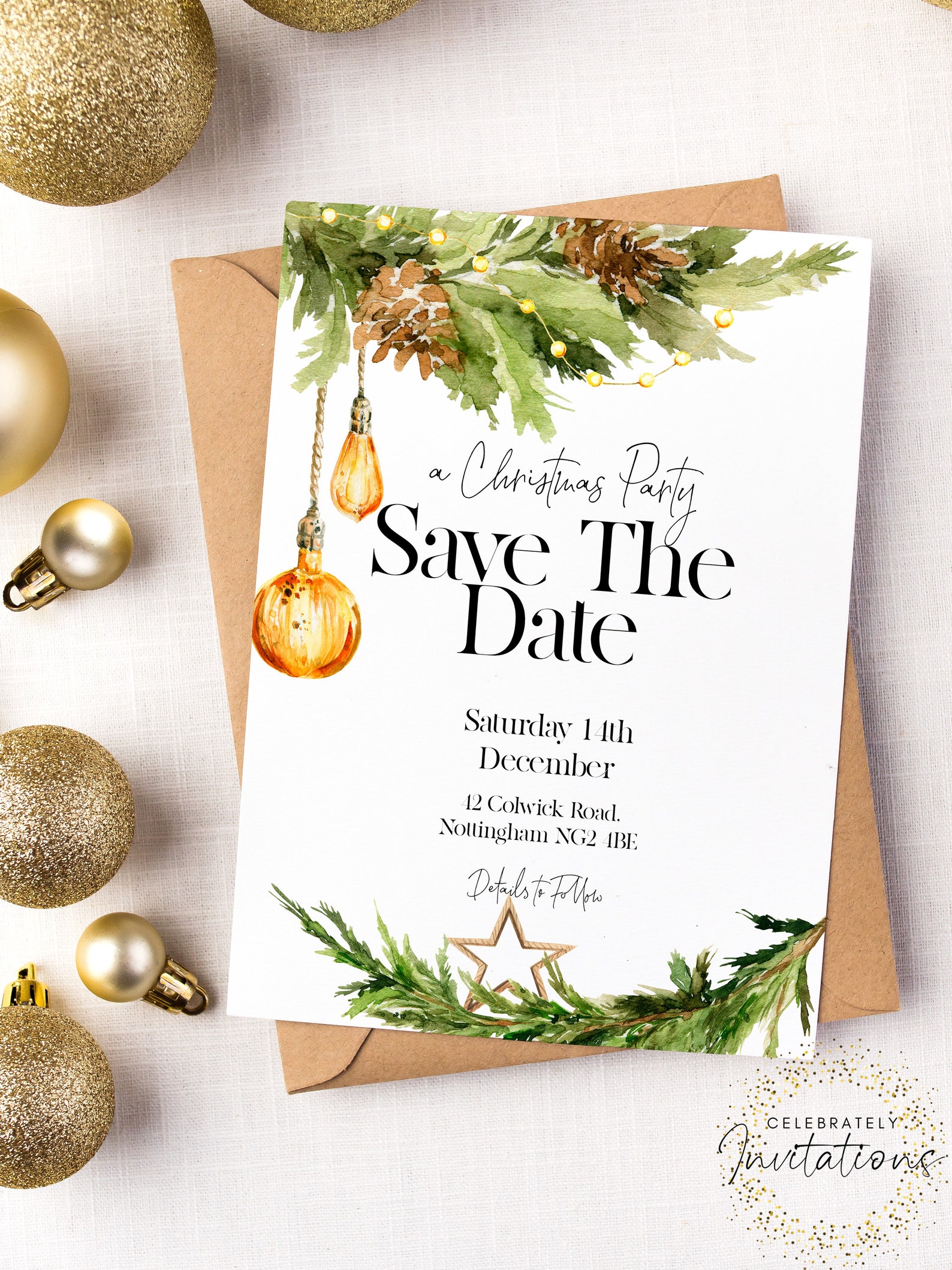 Editable Save the Date Christmas Invitation Template Holiday Printable ...