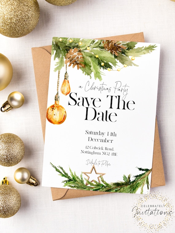 Editable Save The Date Christmas Invitation Template Holiday Printable ...