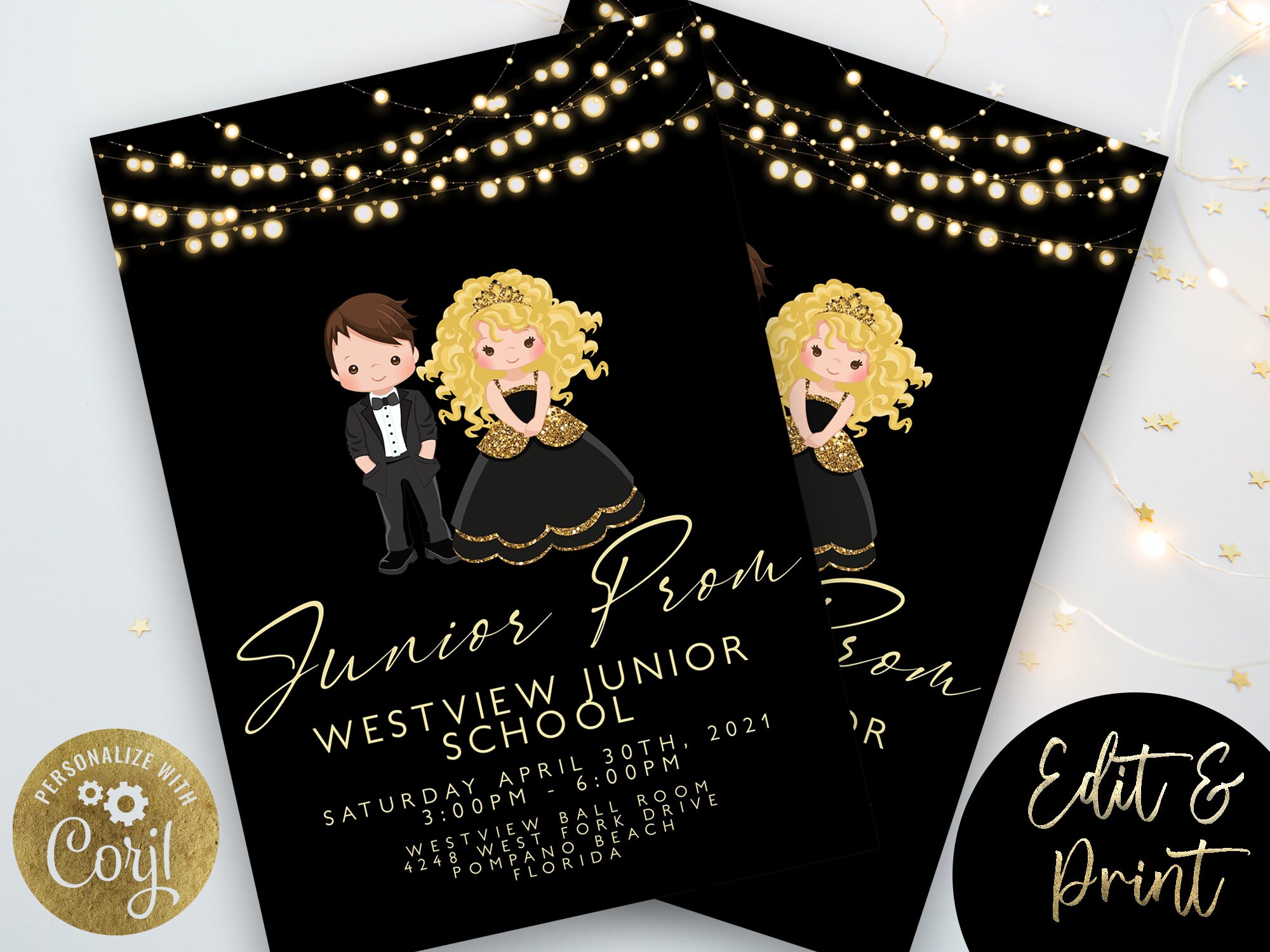 Junior Prom Invitations Junior Event Invite Gold Printable - Etsy UK