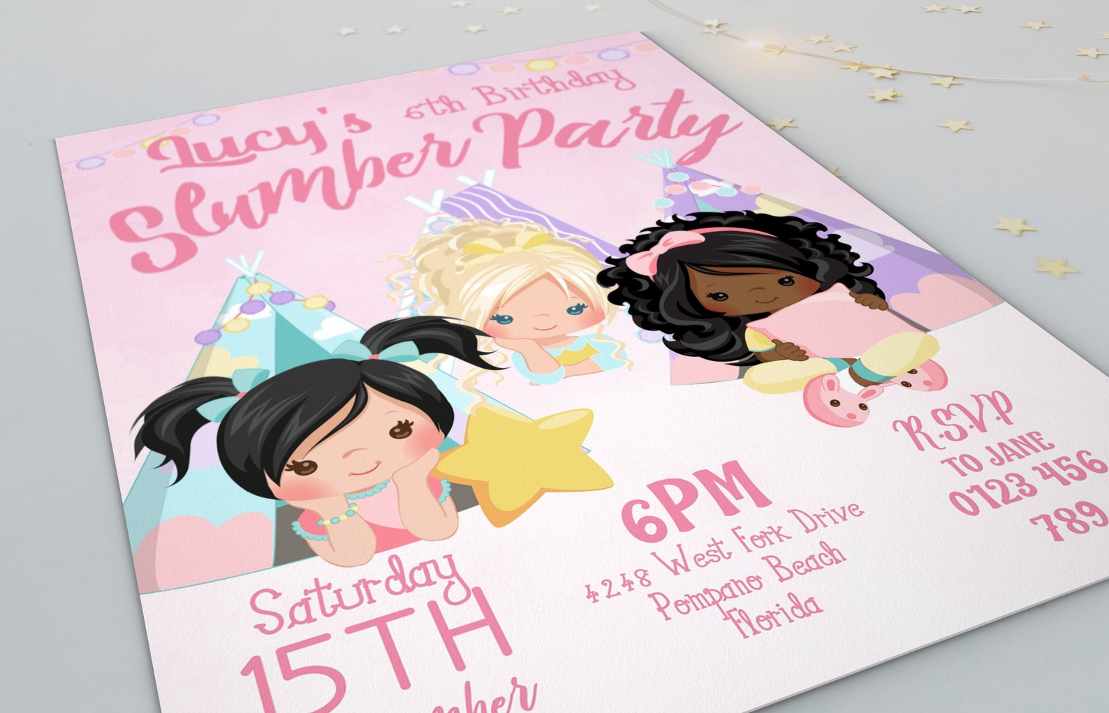 Slumber Party Birthday Invitation Princess Sleep Over Pyjama | Etsy