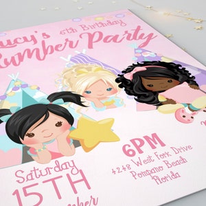 Slumber Party Birthday Invitation Princess Sleep Over Pyjama Party ...