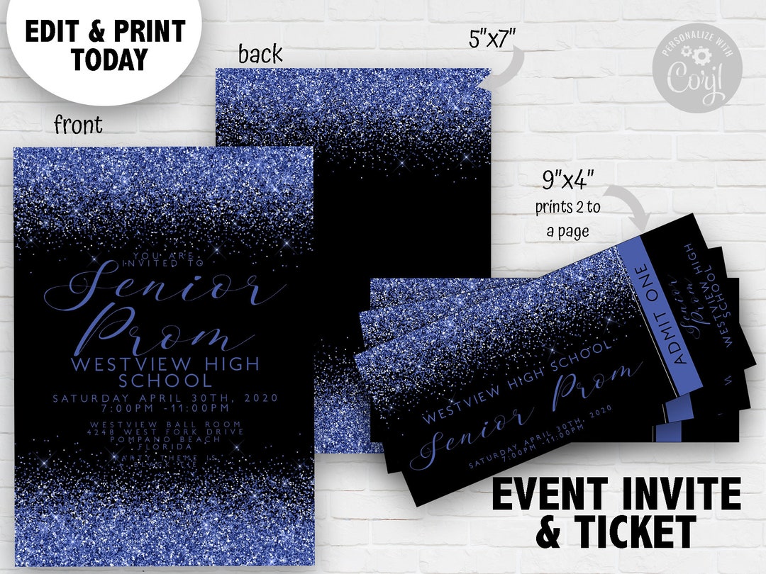 Senior Prom Invitations and Tickets Award Night Invite Event Invite ...
