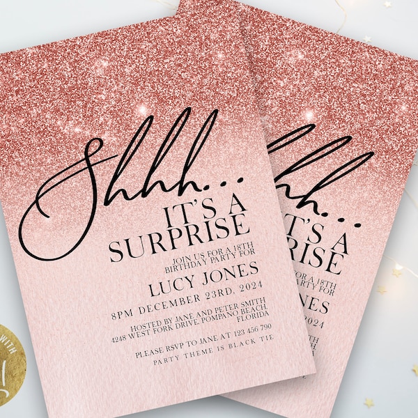 Rose Gold Invitation - Etsy