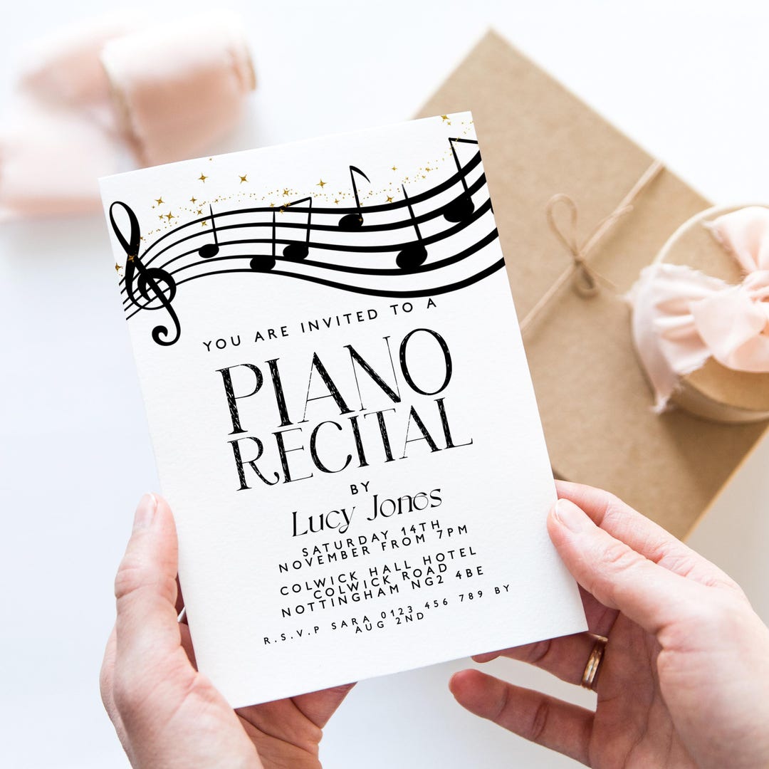 Elegant Piano Recital Invitation | Music Event Digital Invite | Black ...