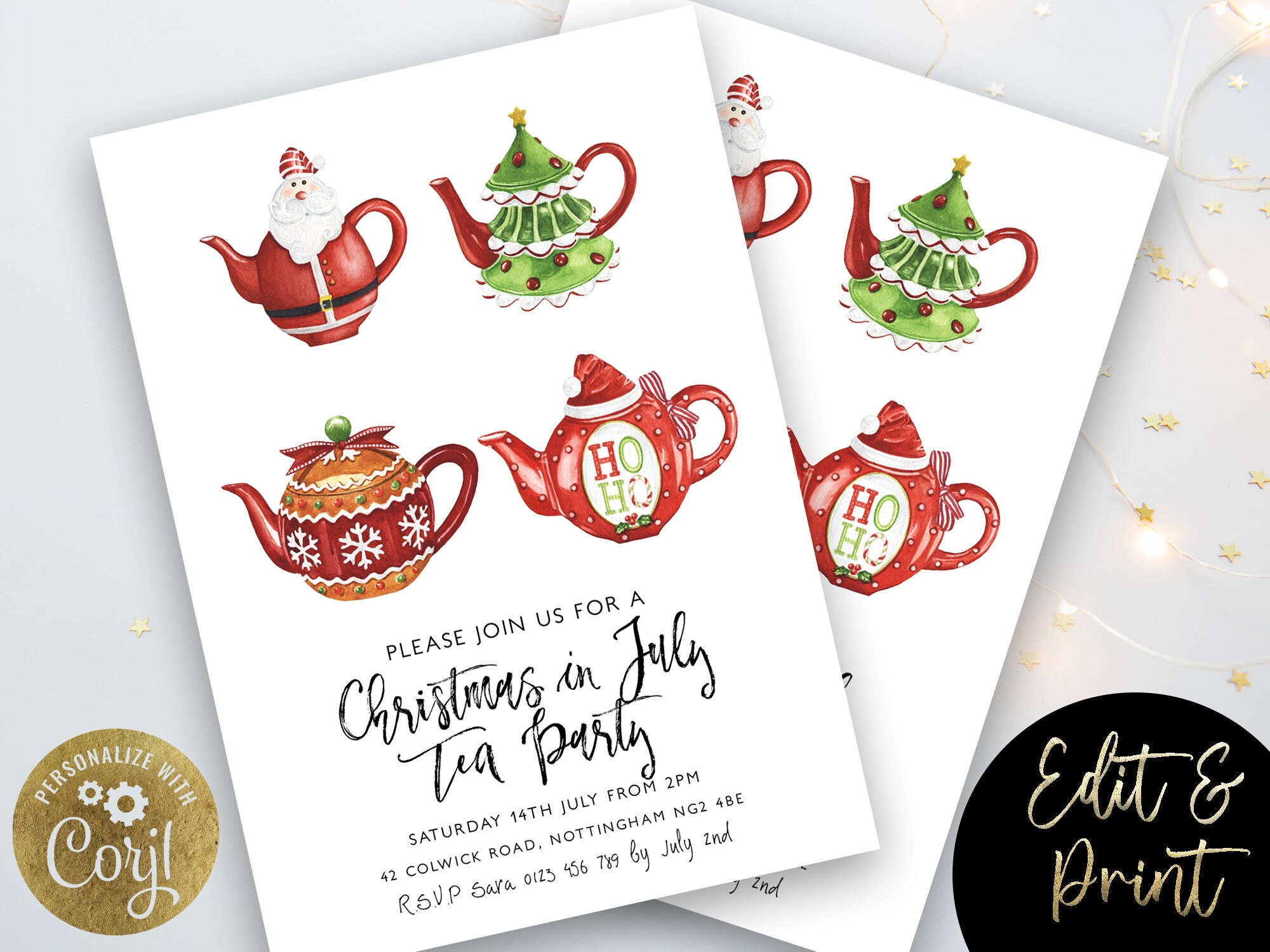 Christmas in July Tea Party Invitation Holiday Tea Party - Etsy