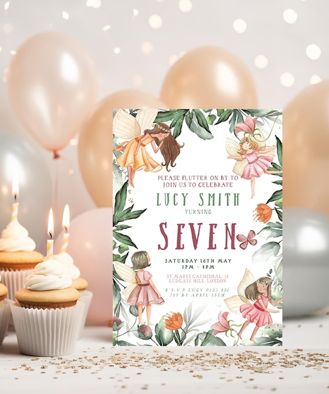 7th Fairy Birthday Invitation Editable Fairy Invite Template Printable ...