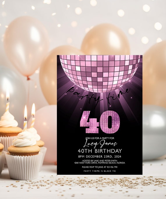 Pink Disco Party Invitations