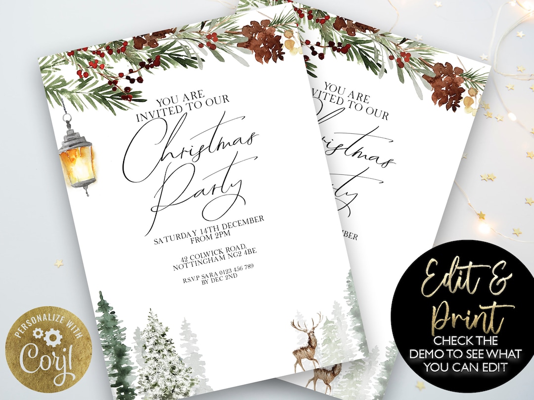 Editable Christmas Party Invitation Editable Invitation Template ...