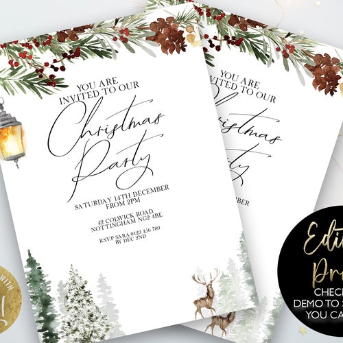 Editable Holiday Party Invitation Christmas Party Invitation - Etsy