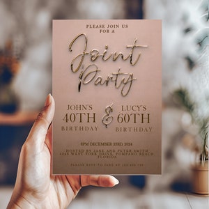 Joint Birthday Party Invitation Editable Template Brown Any Ages Simple ...