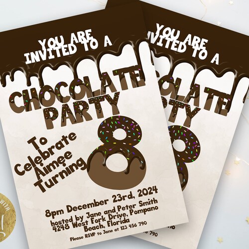 Chocolate Party Invitation Chocolate Desserts Birthday - Etsy