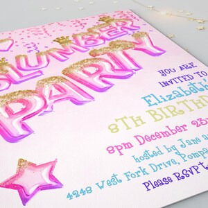 Slumber Party Birthday Invitation Princess Sleep Over Pyjama Party ...