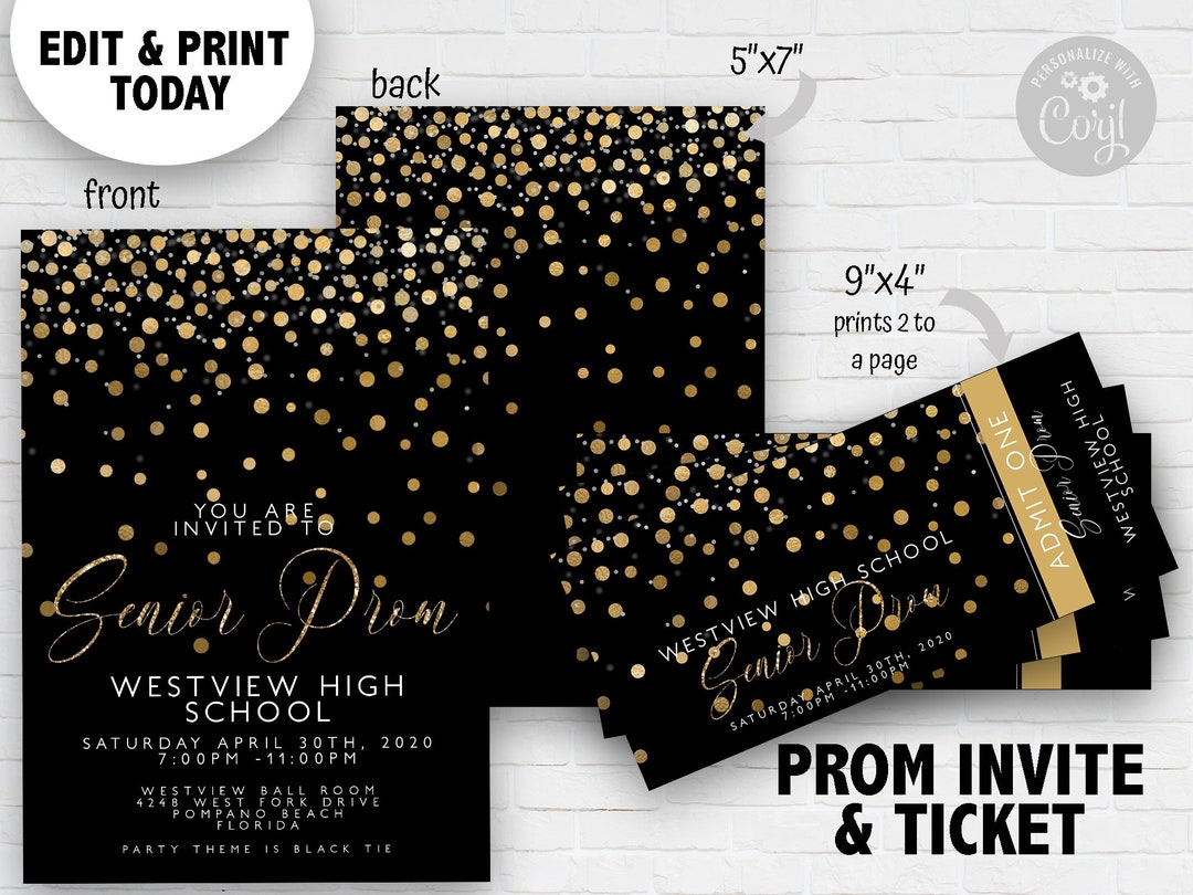 Senior Prom Invitations and Tickets Award Night Invite Event Invite ...