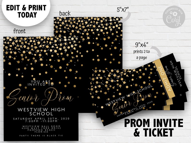 Senior Prom Invitations and Tickets Award Night Invite Event - Etsy ...