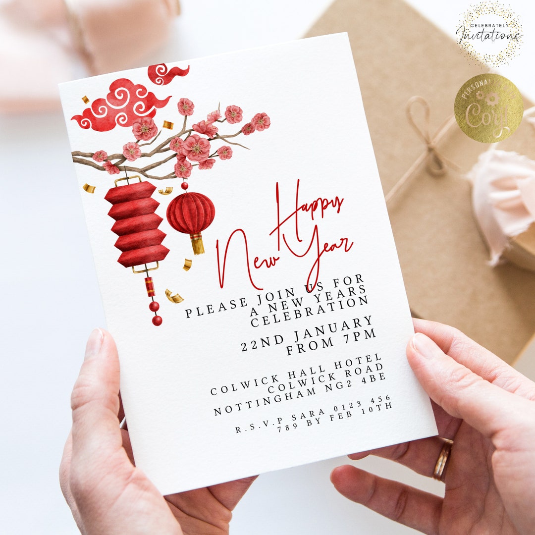 Chinese New Year Invitation New Year Party Editable 2023 Chinese ...
