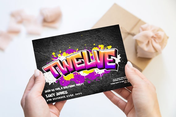 Graffiti Party Invitation Printable Graffiti 12th Birthday Invite ...