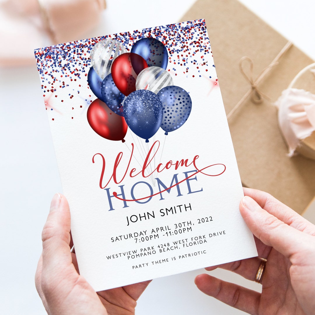 Military Welcome Invitation - Editable Patriotic Invite - Red White ...