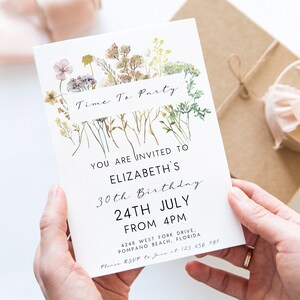EDITABLE Wild Flowers Birthday Invitation Template Editable - Etsy