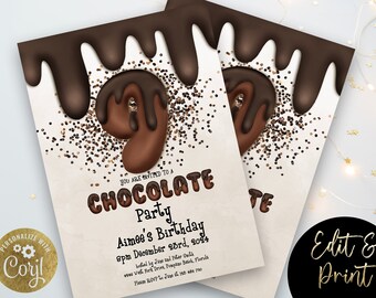 Chocolate Party Invitation, Chocolate Invitation, Chocolate Birthday ...