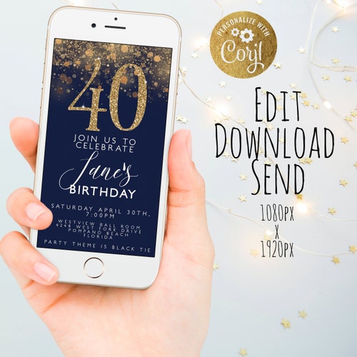 Paperless Birthday Party Evite Electronic Invitation Template - Etsy