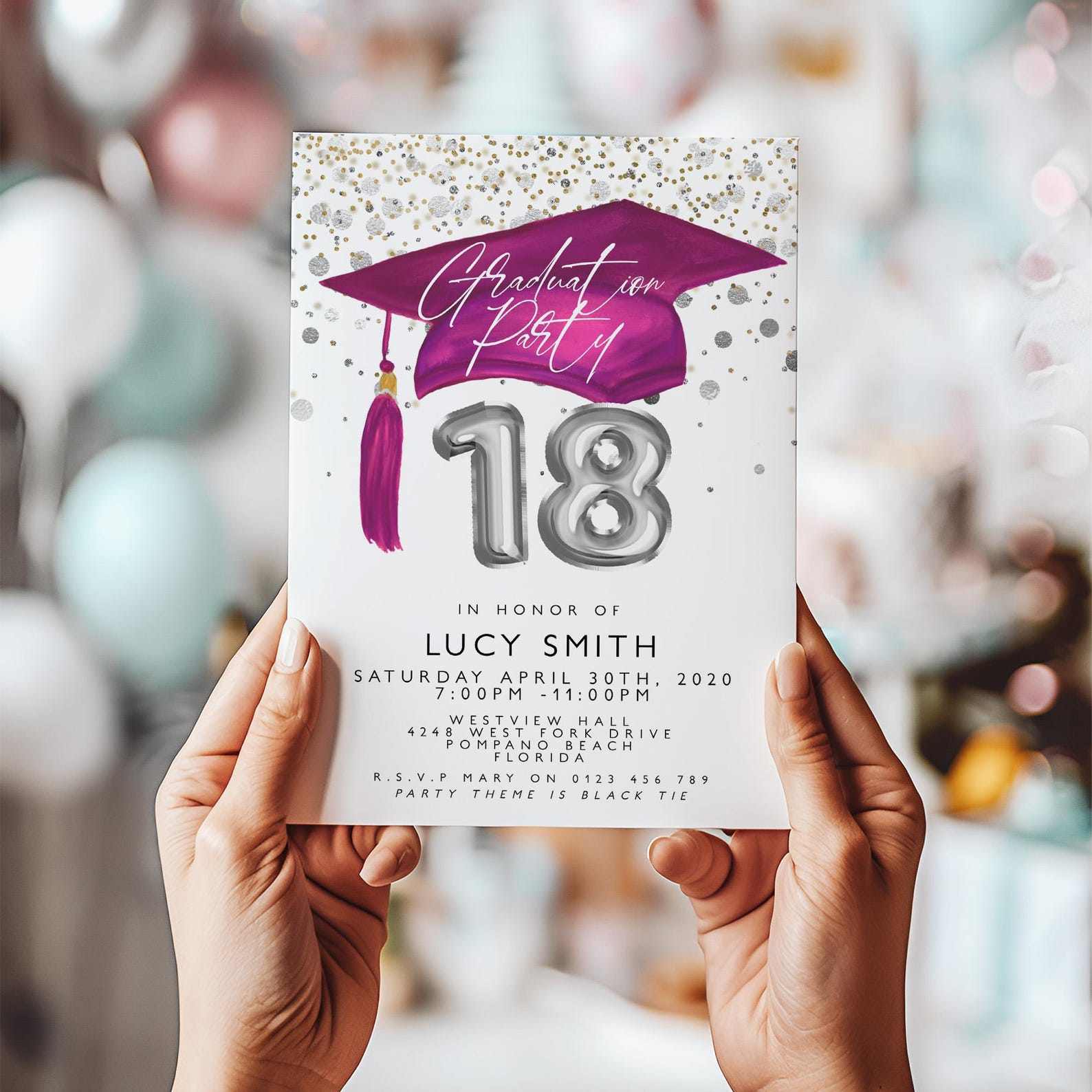 Graduation 18th Party Invitation Template Senior Graduation ...