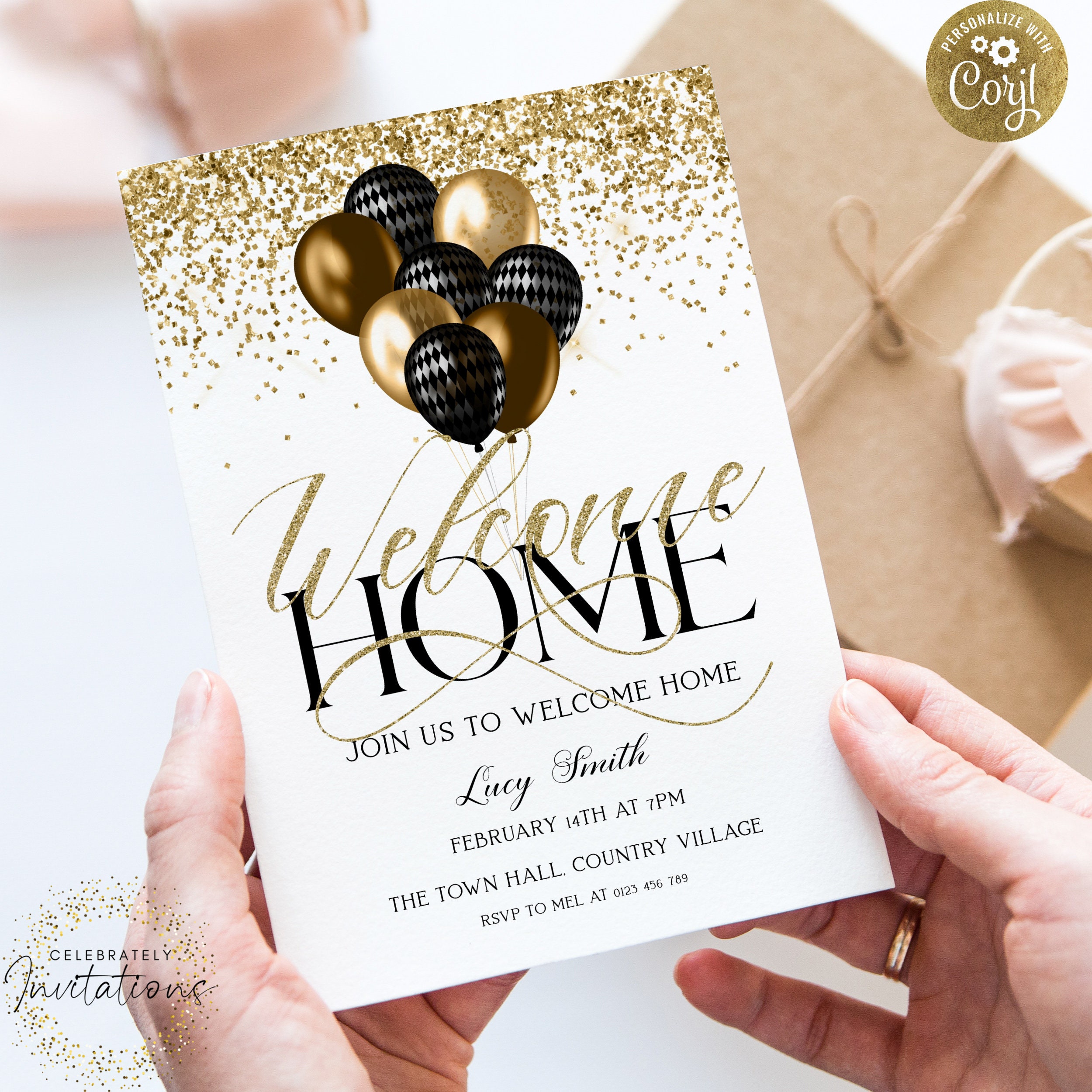 Welcome Home Gold Black Welcome Invite Homecoming Party Invite - Etsy