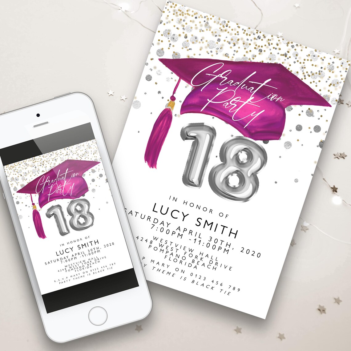 Graduation 18th Party Invitation Template Senior Graduation ...