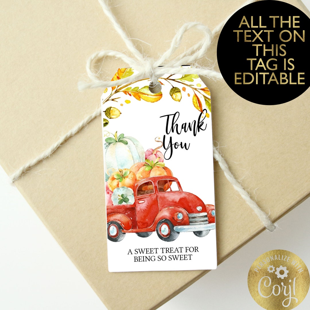 Thank You Favor Tag Template Baby Shower Drive by Pumpkin Red Fall ...