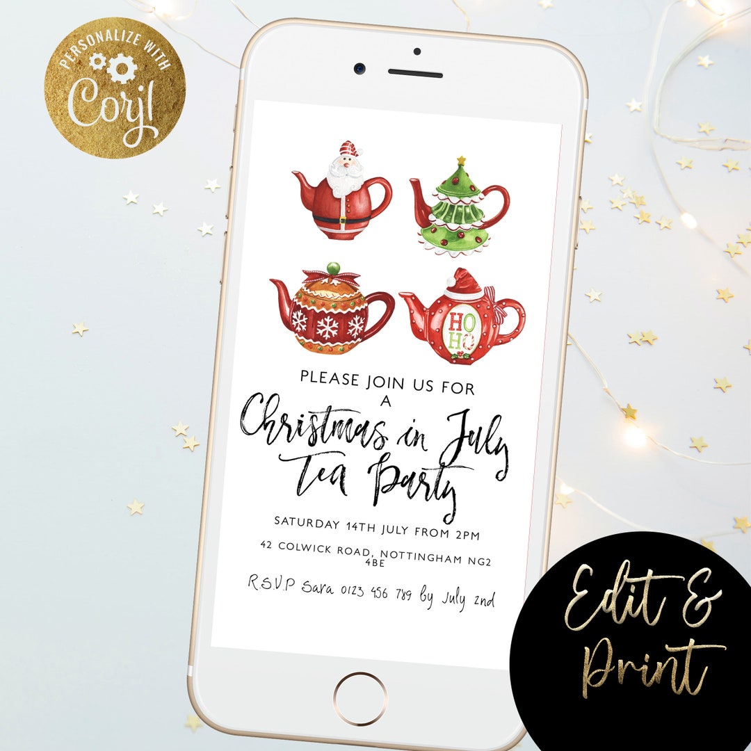 Christmas in July Tea Party Paperless Digital Invitation Digital ...