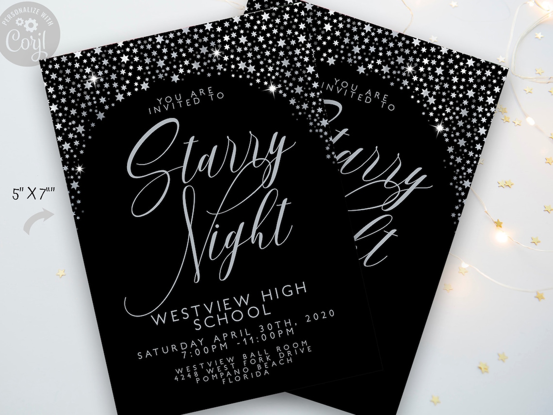 Starry Night Event Invitations and Tickets Prom Invitation | Etsy