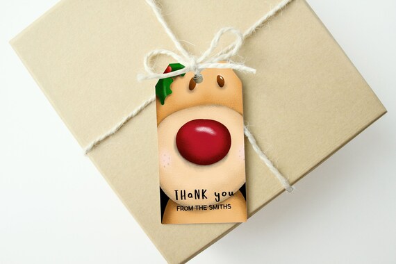 Thank You Christmas Tag Template Rudolph Tags Christmas Tags Favor tags ...