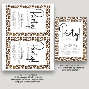 Editable Leopard Print Party Invitation Digital Download, Birthday ...