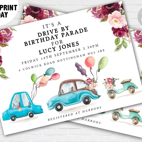 Drive by Birthday Parade Invitation - Etsy