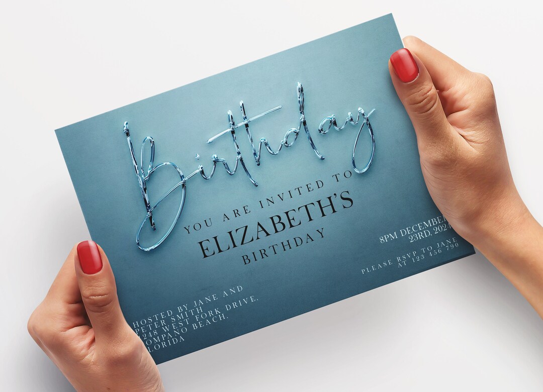 Teal Birthday Elegant Invitation Birthday Party Simple Invitation Teal ...