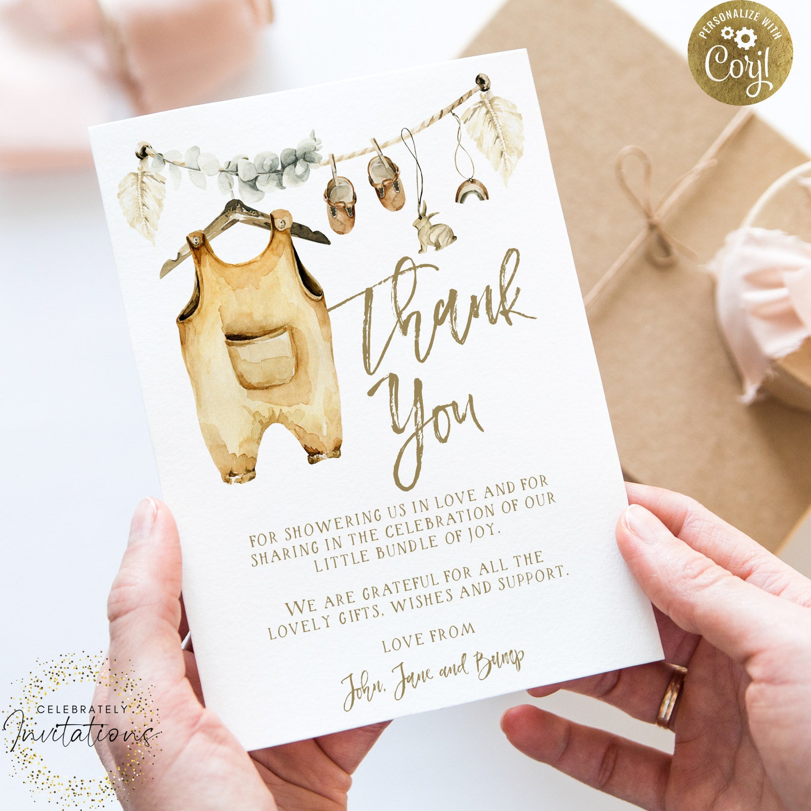 Boho Thank You Card Printable Instant Download Editable - Etsy