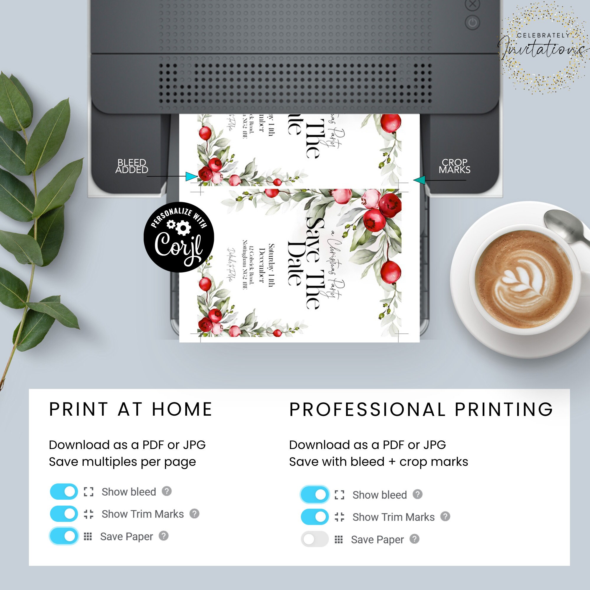 Save the Date Christmas Party Invitation Editable Template Holiday ...