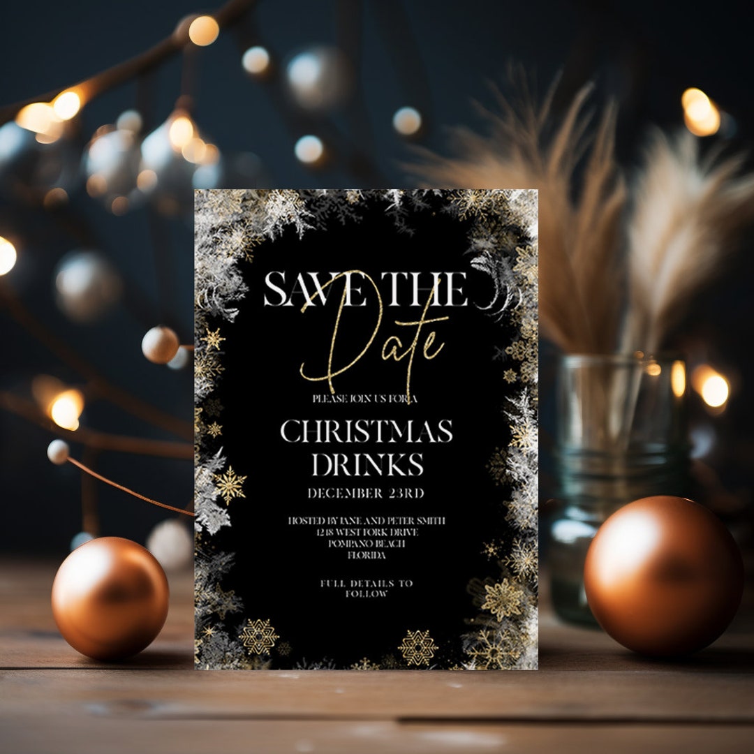 Save the Date Christmas Party Invitation Editable Template Holiday ...