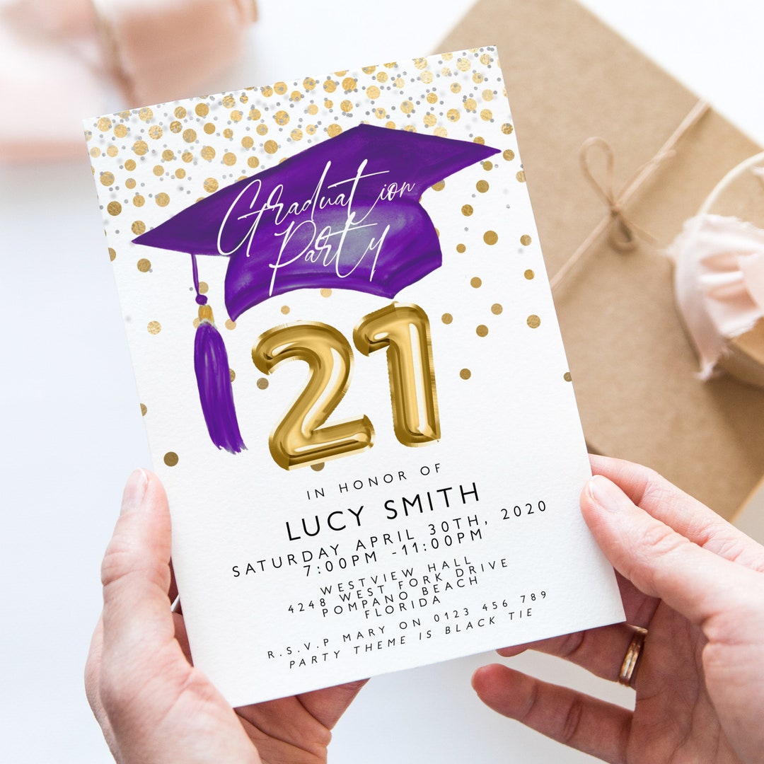 Graduation 21st Party Invitation Template Senior Graduation ...