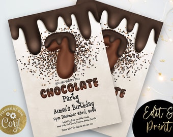 Chocolate Party Invitation Chocolate Invitation Chocolate - Etsy