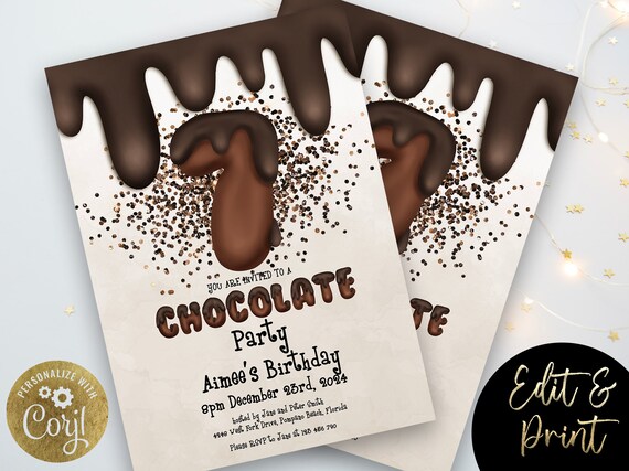 7th Chocolate Party Invitation Editable Instant Download Template ...