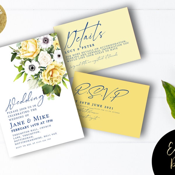 Yellow Wedding Invitation - Etsy